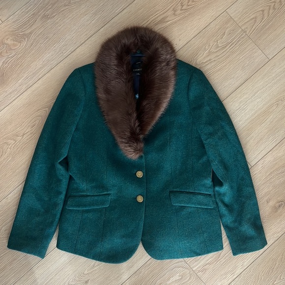 Talbots | Jackets & Coats | Talbots Aberdeen Green Holiday Faux Fur ...